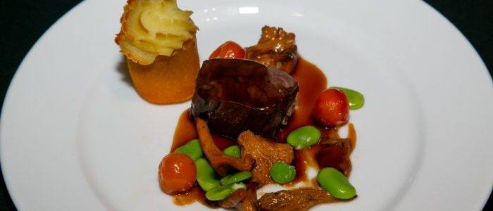 Fillet of dry aged Scotch Beef with its own stovie cake, foraged ...