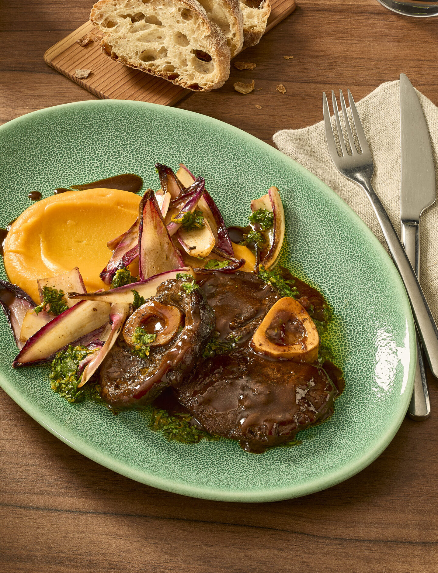 Venison Ossobuco with Sweet Potato Purée