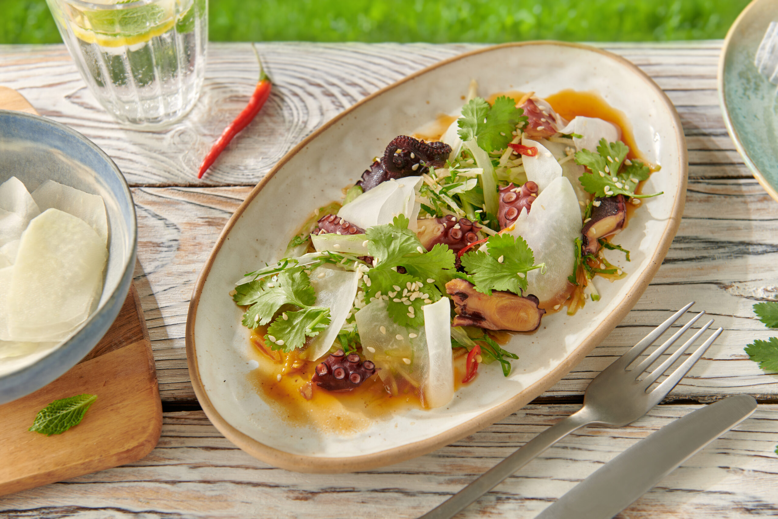 Octopus Kohlrabi Salad with Sour Apple